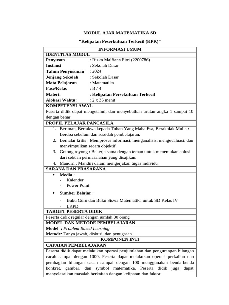 Modul Ajar Microteaching | PDF