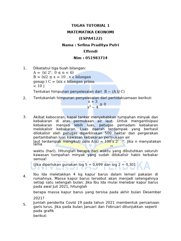 Tugas Tutorial 1 ESPA4122 | PDF