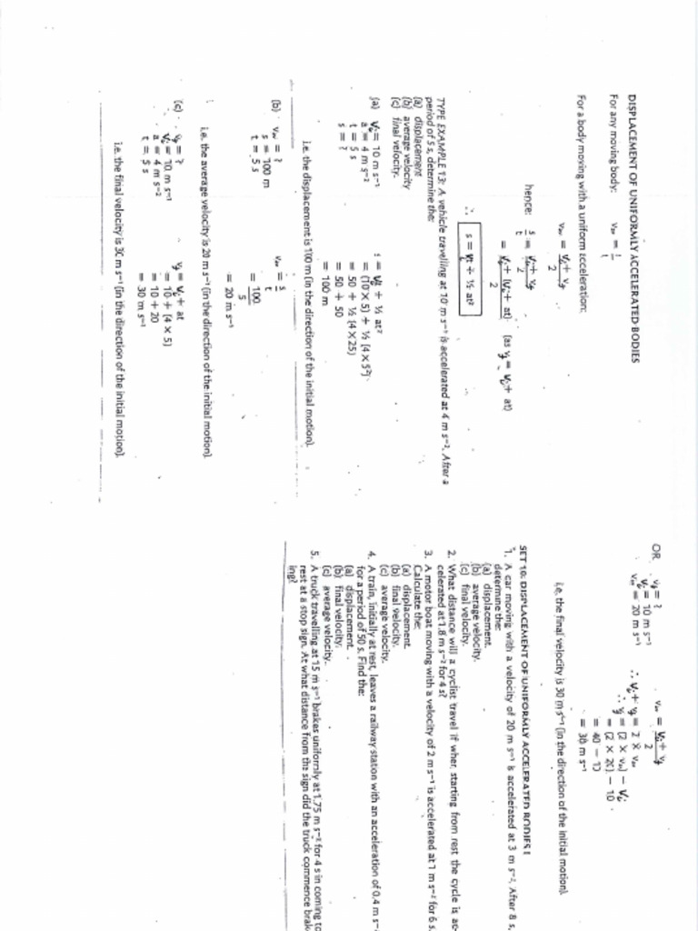 Y10 Physics M&W Scan CH 2 'Motion#4 - Displacement of Uniform Body'## | PDF
