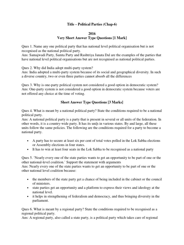 Political Parties | PDF | Political Parties | Elections