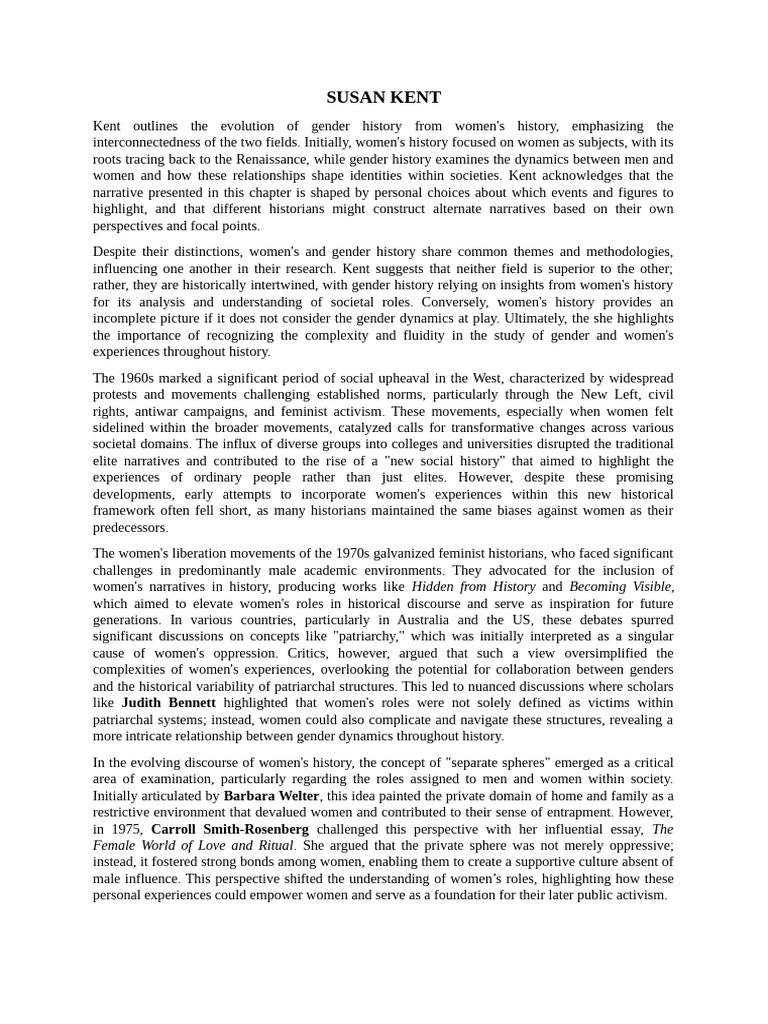 Susan Kent | PDF | Gender | Gender Studies