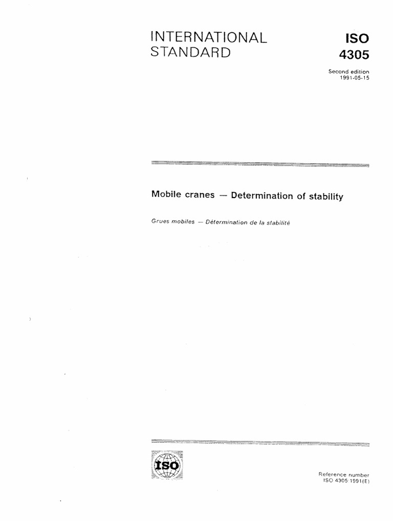 ISO 4305 - Mobile Cranes - Detramination of Stability | PDF