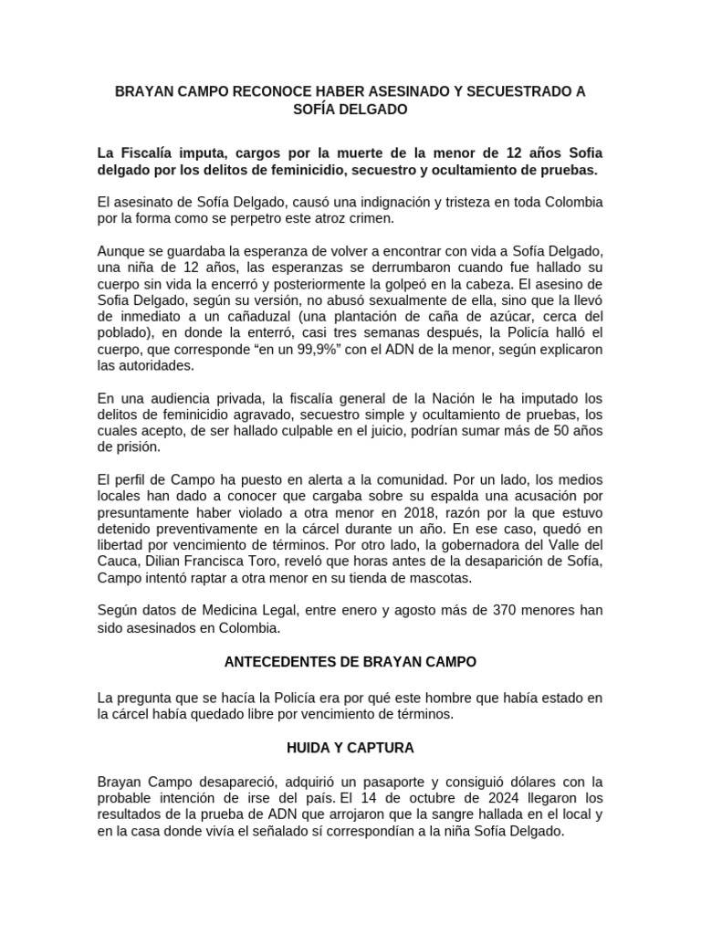 Analisis Caso Brayan Campo | PDF | Cadena perpetua | Debido al proceso