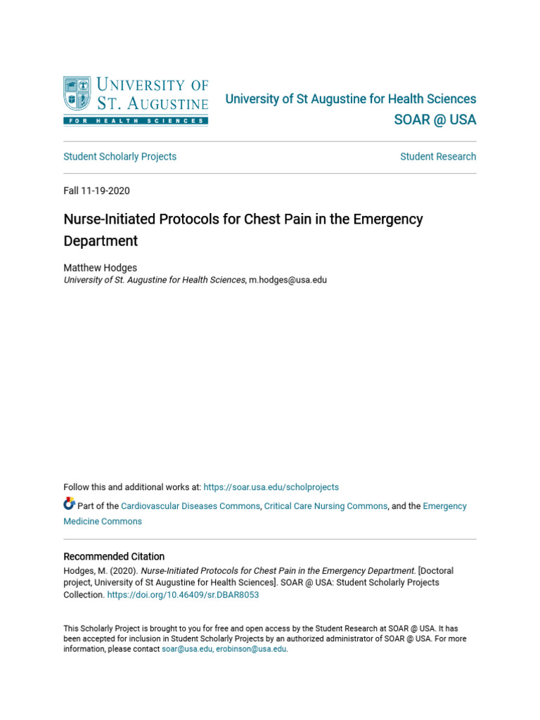 Nurse Protocols for Chest Pain in ED | PDF | Emergency Department ...