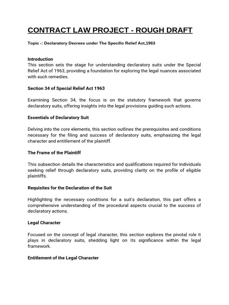 Contract Law Project - Rough Draft | PDF | Legal Remedy | Lawsuit