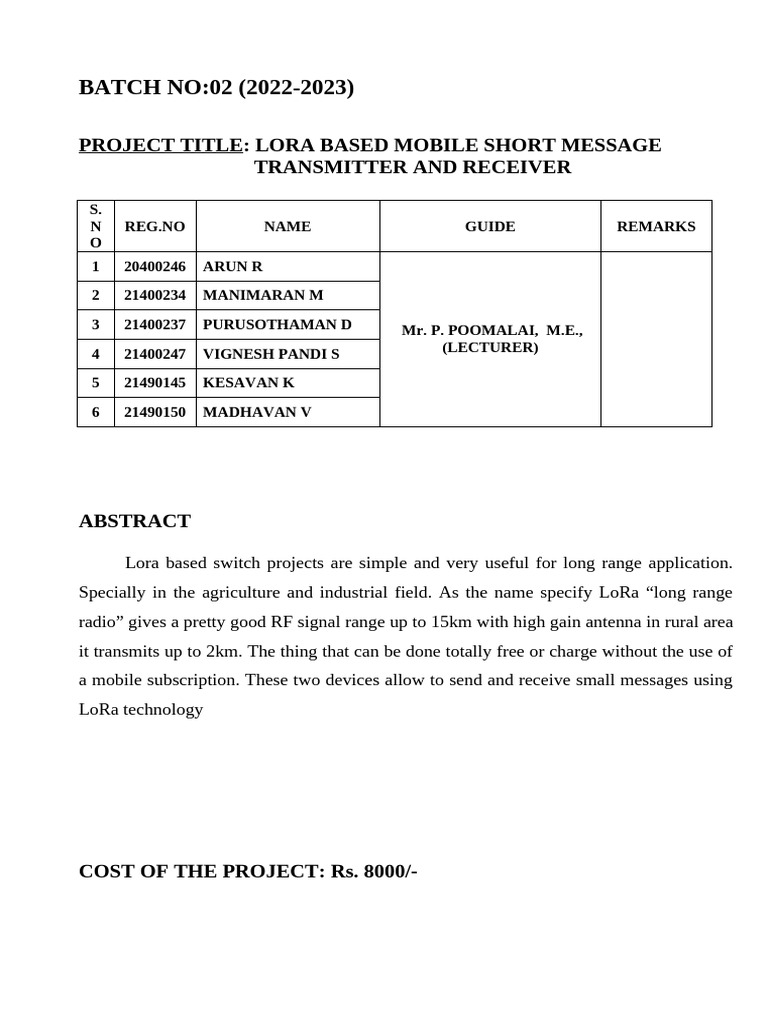 Project Abstract Sample 2 | PDF