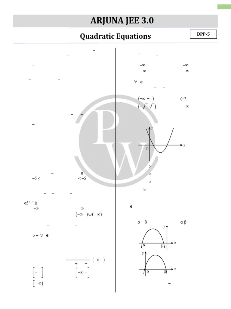 Quadratic Equations - DPP 05 (Of Lec 06) (Arjuna JEE 3.0 2023) | PDF | Algebra | Mathematics