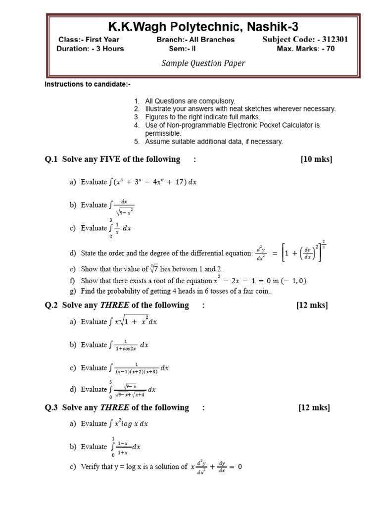 1.sample QP - AMS-312301 - VNB PDF | PDF | Normal Distribution | Pi