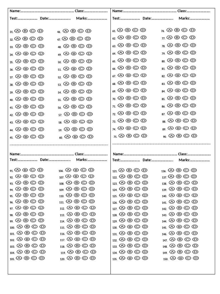 bubbles sheet 31-150 | PDF