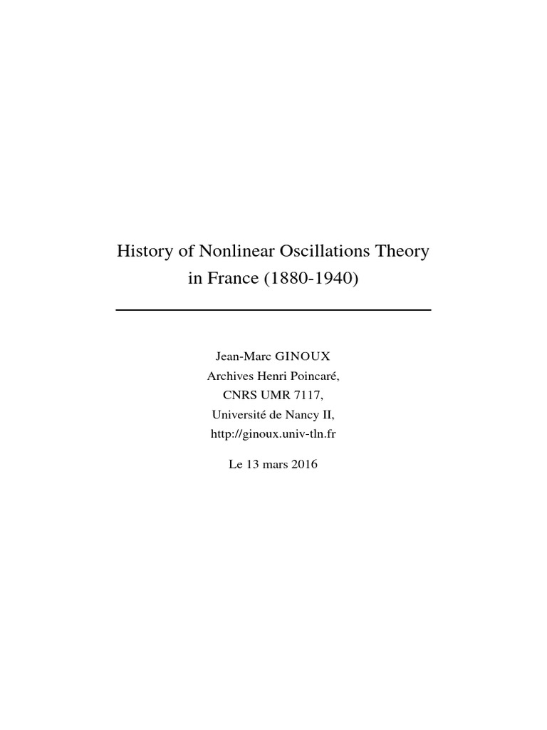 History Of Nonlinear Oscillations Theory Chapter 1 Excerpt Pdf Electric Arc Electromagnetism