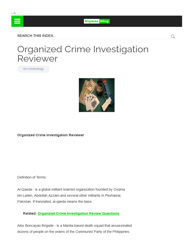 Organized Crime Investigation | PDF | Crimes | Crime & Violence