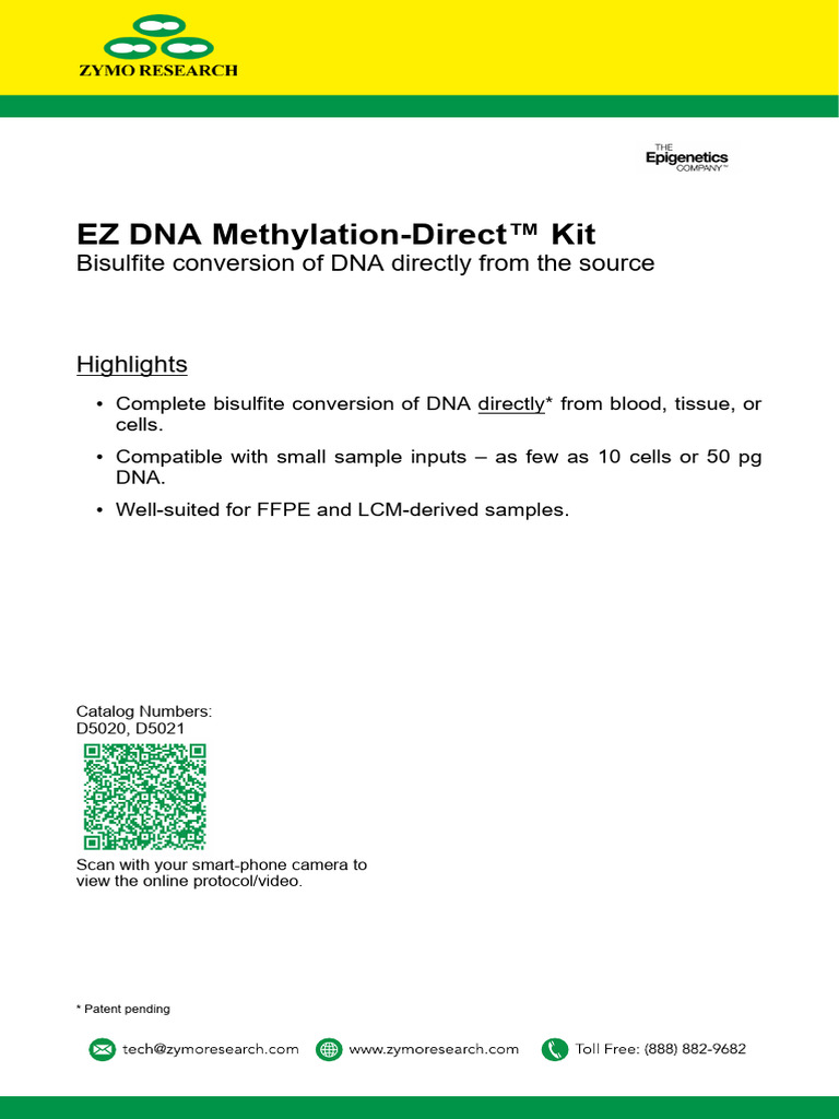 d5020 d5021 Ez Dna Methylation-Direct Kit | PDF | Dna Methylation | Polymerase Chain Reaction