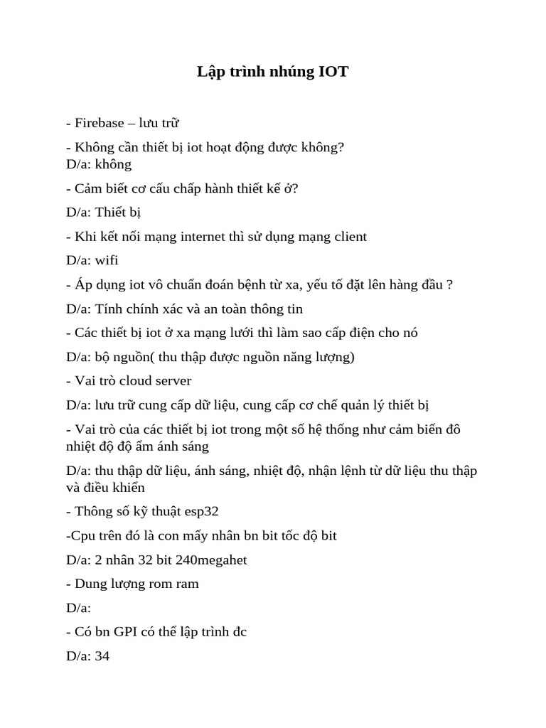 Lập Trình Nhúng IOT | PDF