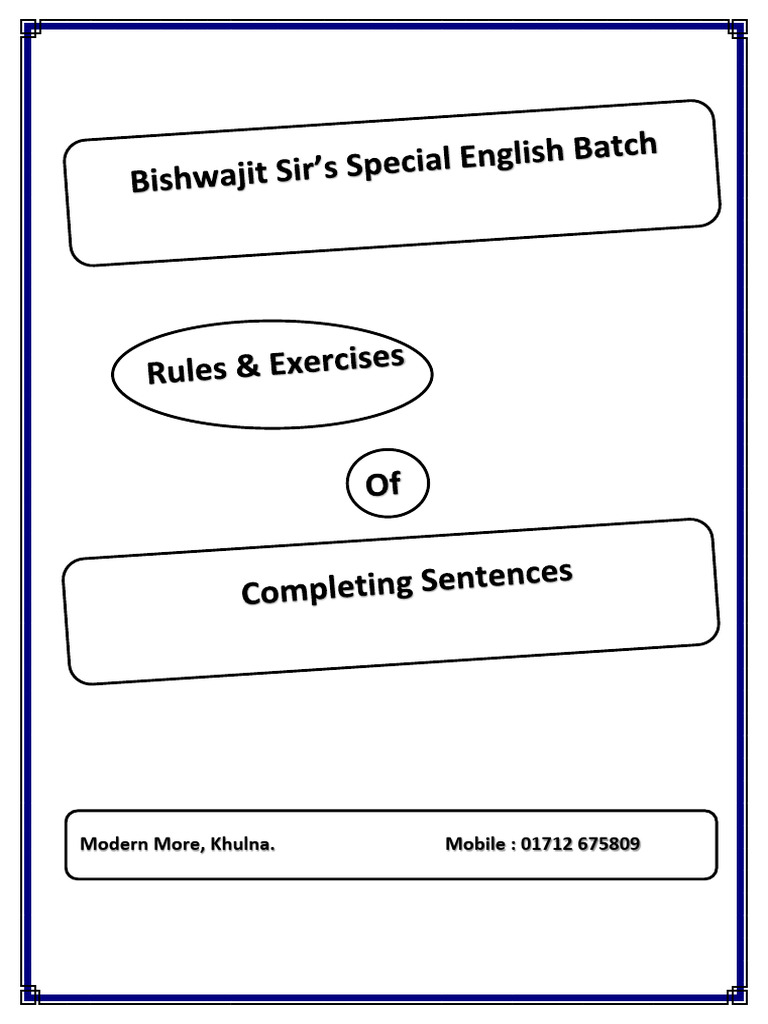 rules and exercise of completing sentences | PDF