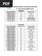 Class XII CBSE Date Sheet (2024-25) | PDF