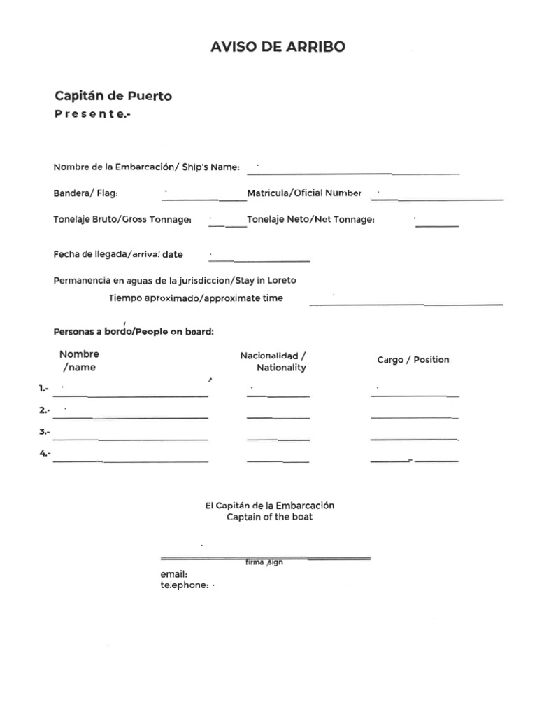 Aviso de Arribo Limpio | PDF