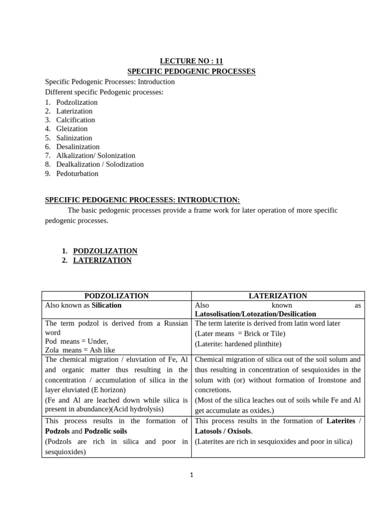 Pedogenic Processes: Podzolization vs. Laterization | PDF | Soil ...