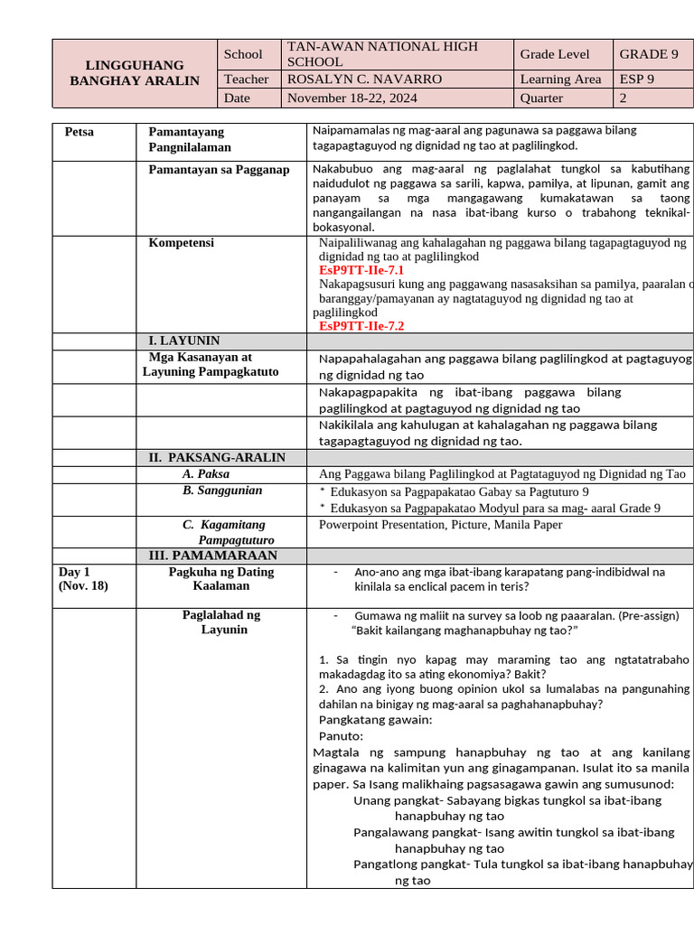 Q2 Week 4 Paggawa | PDF