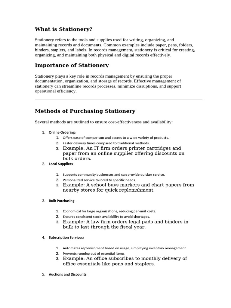 What is Stationery | PDF | Inventory | Expense