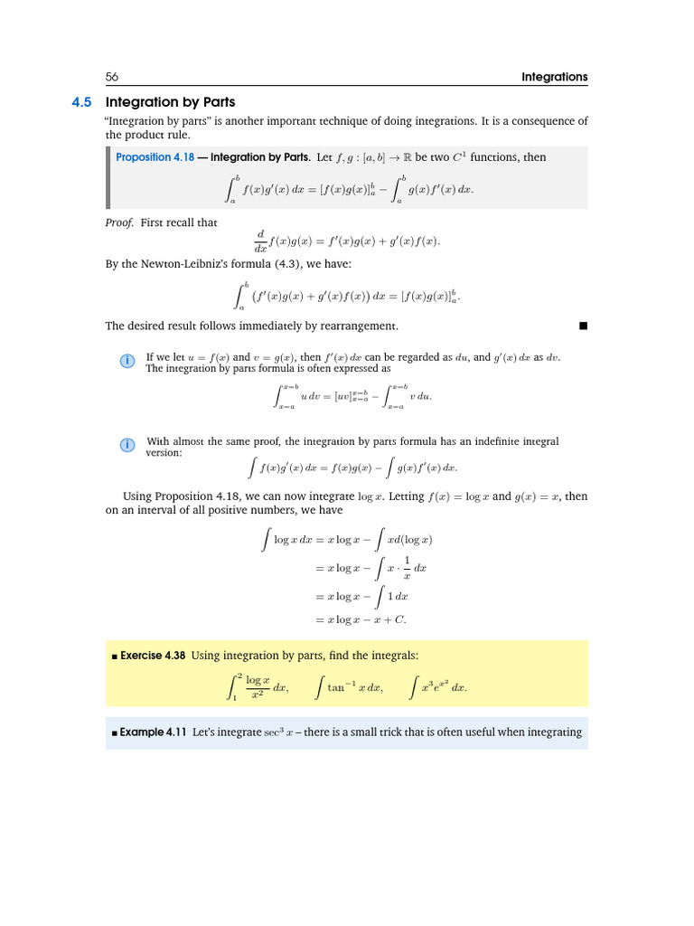 Integration by Parts | PDF | Integral | Analysis
