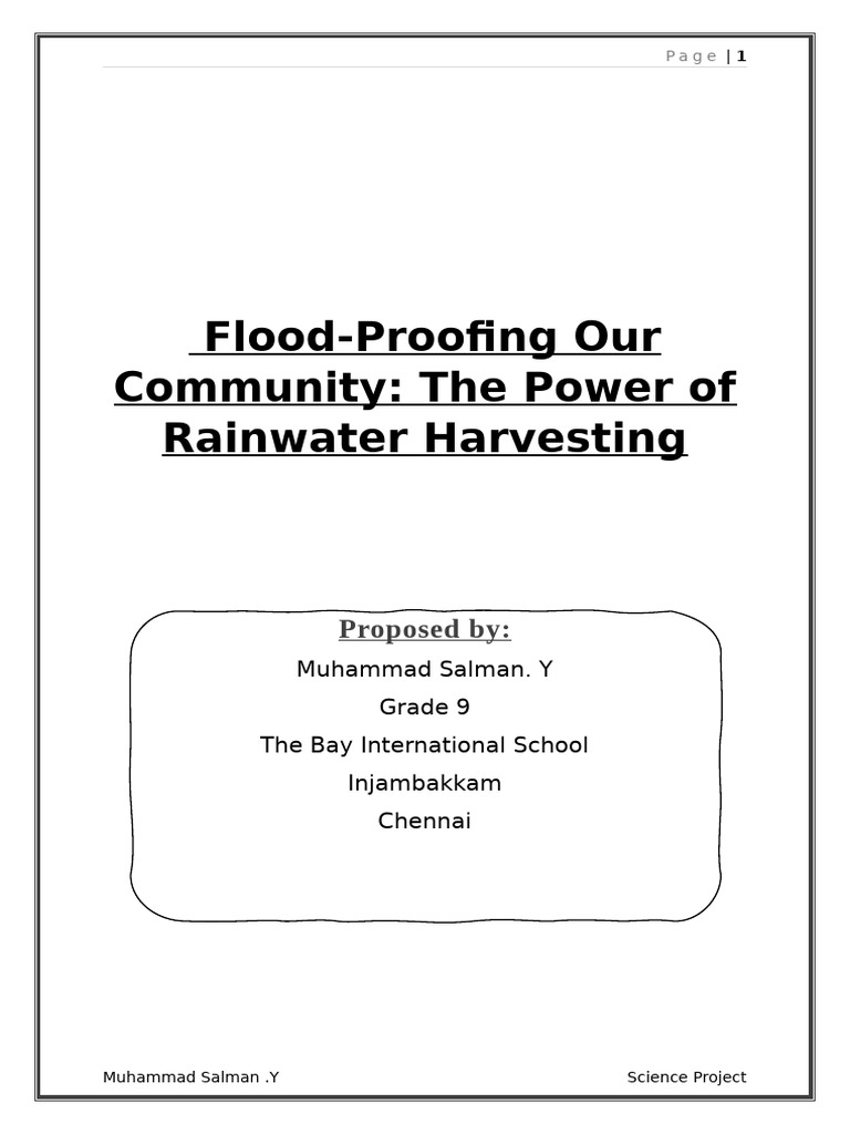 Science Project (RWH) | PDF | Stormwater | Flood