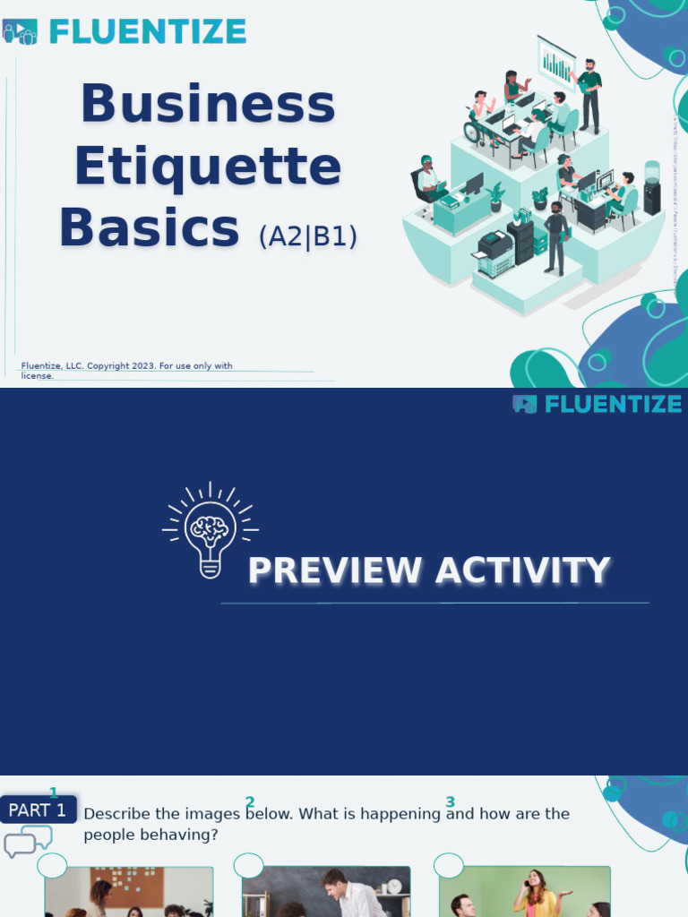 ? Business Etiquette Basics (A2 - B1) | PDF | Etiquette | Verb