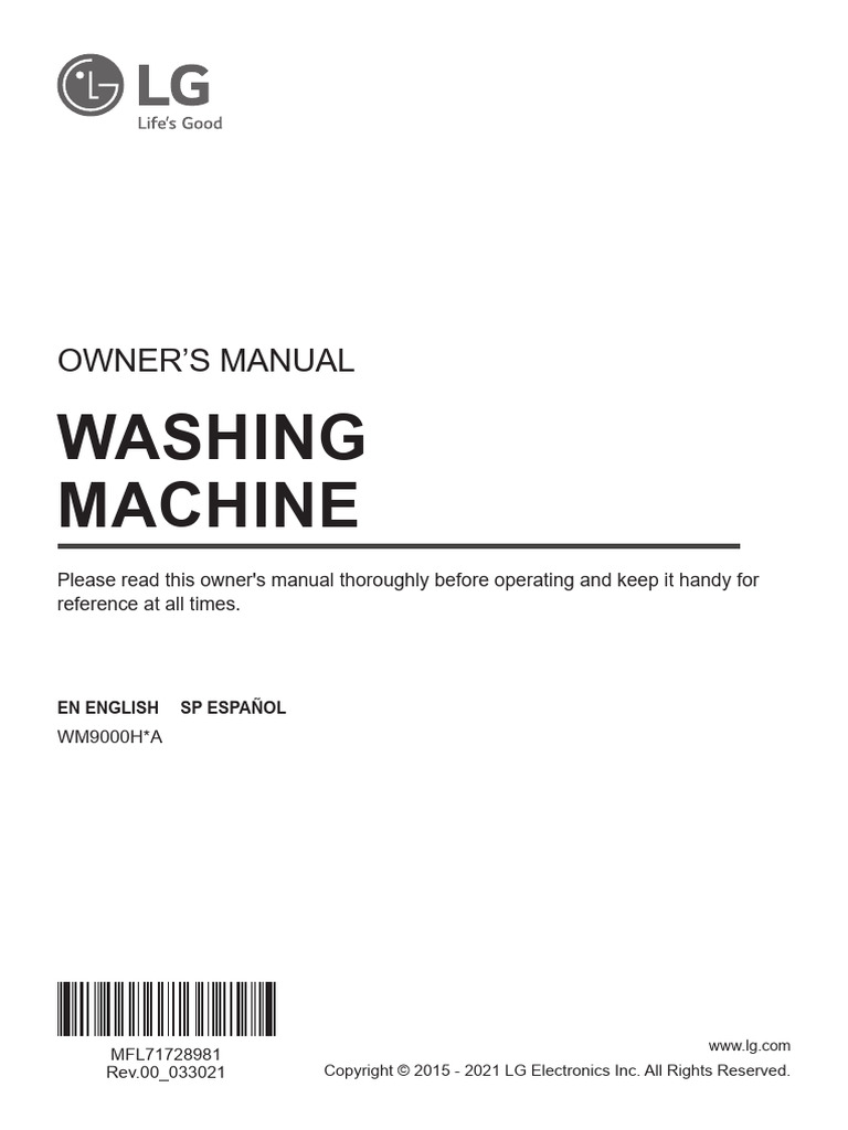 LG VN9000HWA OwnMan | PDF | Washing Machine | Ac Power Plugs And Sockets