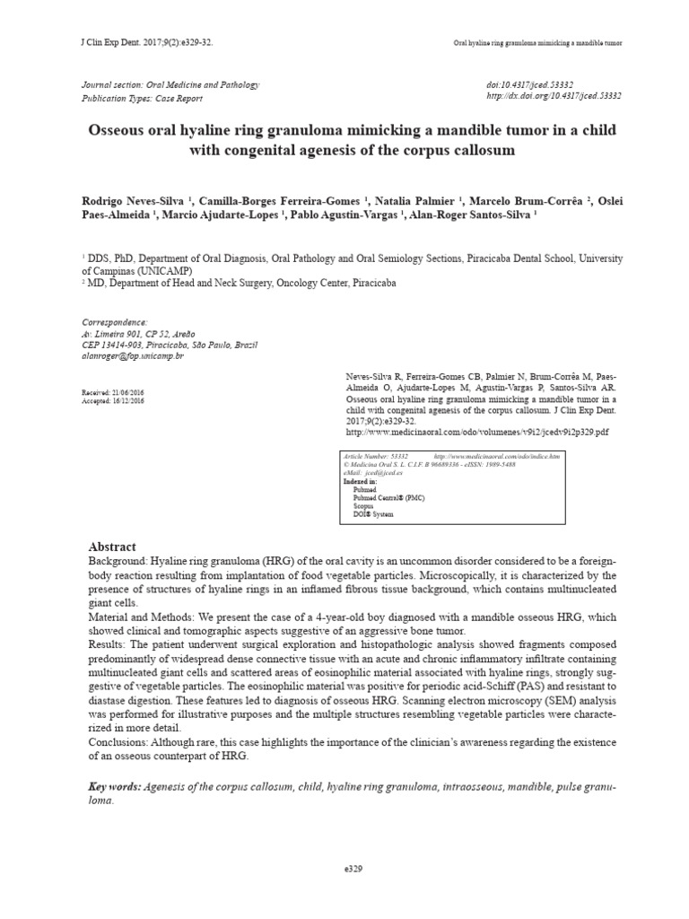Hyaline ring granuloma | PDF | Ct Scan | Medical Specialties