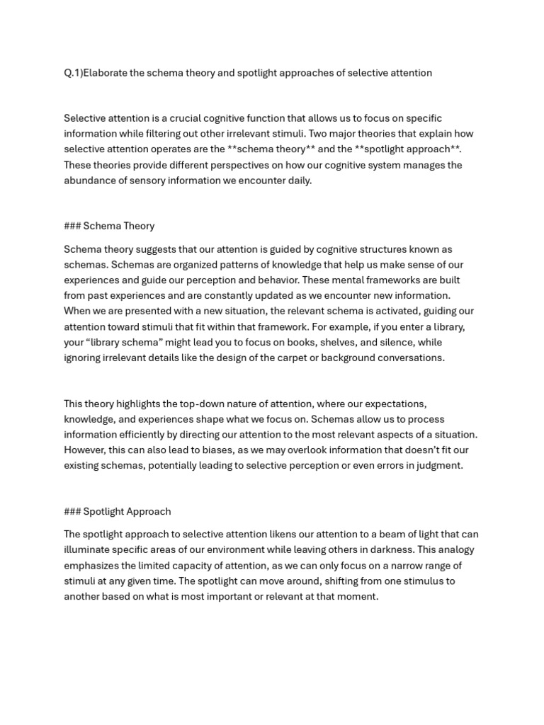 COGNITION ATTENTION | PDF | Attention | Working Memory