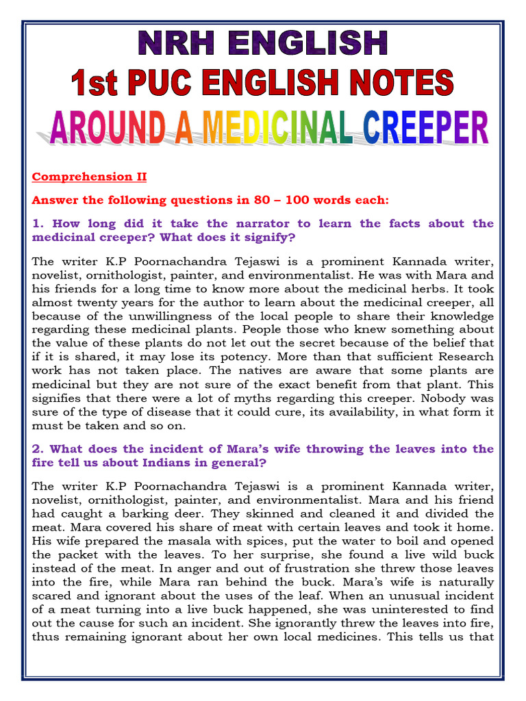 Summary of "Around a Medicinal Creeper" | PDF | Ayurveda