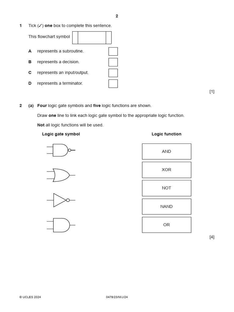 0478 s24 QP 23 Merged-Output | PDF | Logic Gate | Computer Programming