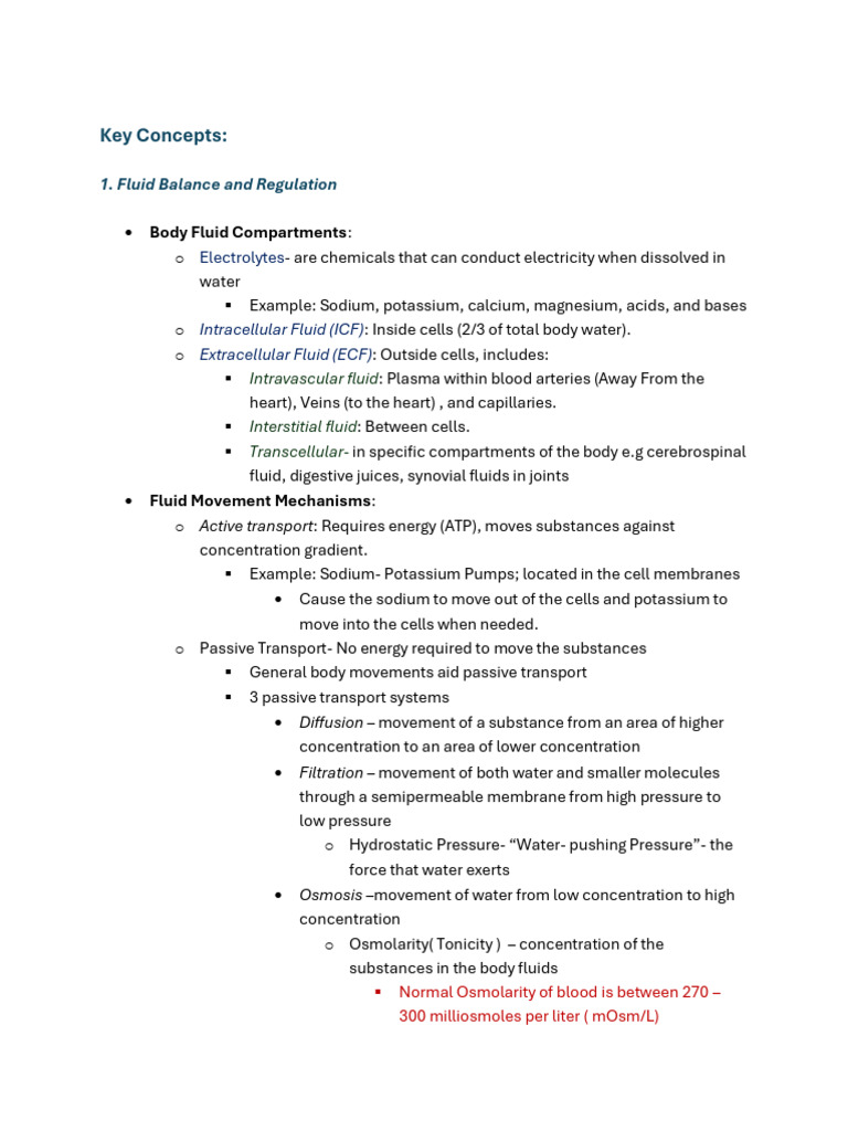 Key Concepts | PDF | Dehydration | Medical Specialties