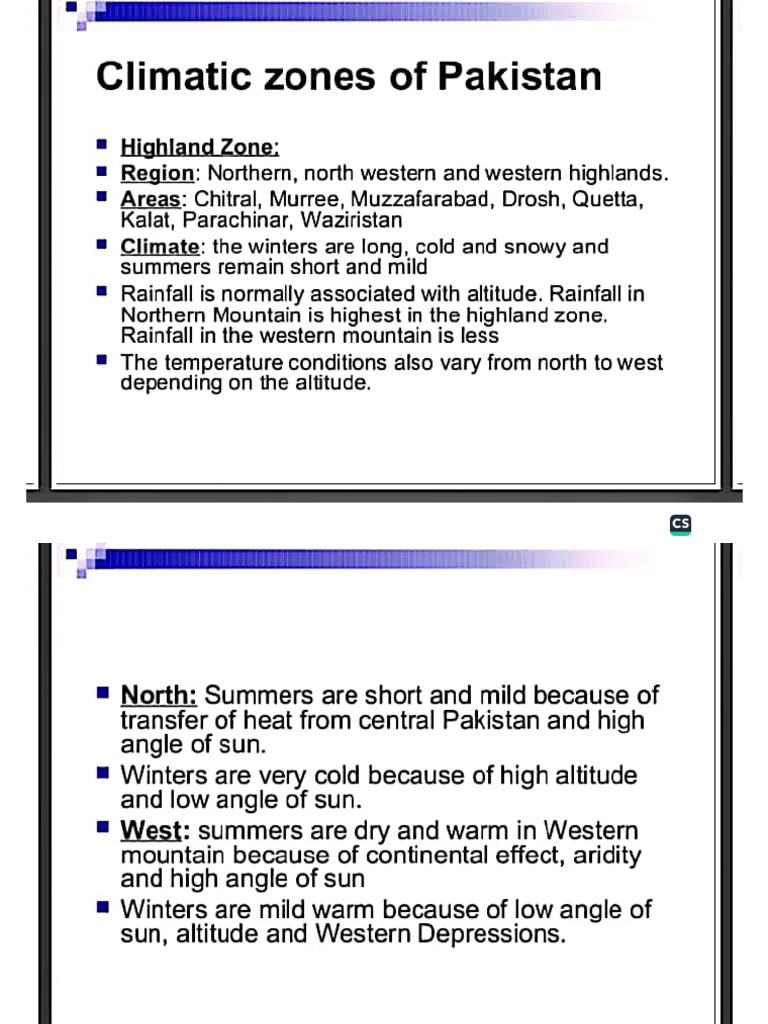 Climate of Pakistan Geography | PDF