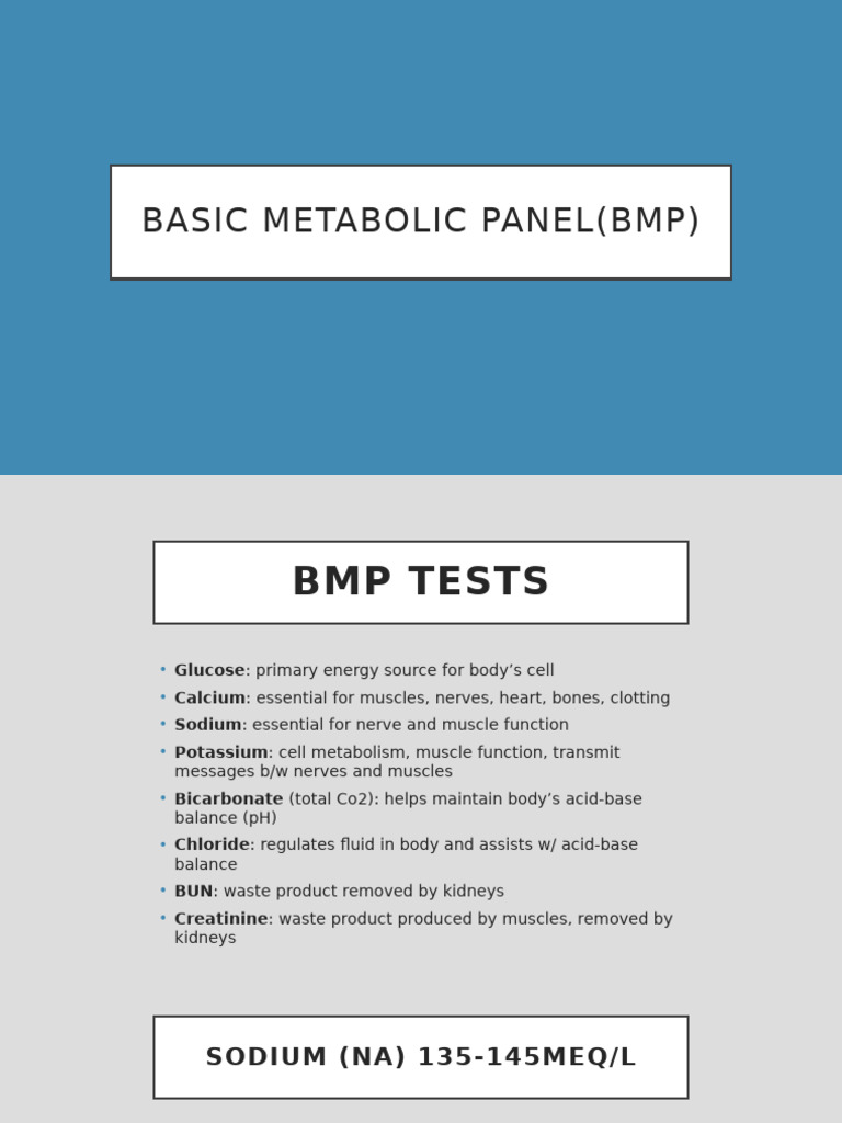 Basic Metabolic Panel (BMP) PP | PDF | Medical Specialties | Diseases ...