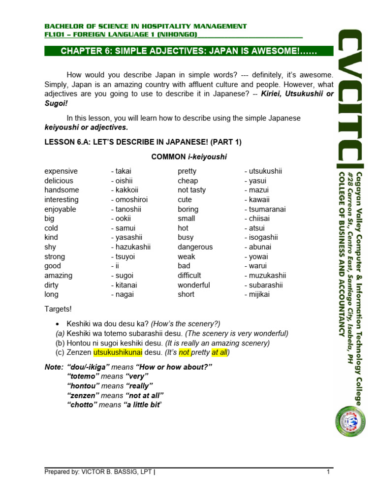 Japanese Module 7 and 8 | PDF | Japanese Language | Linguistics