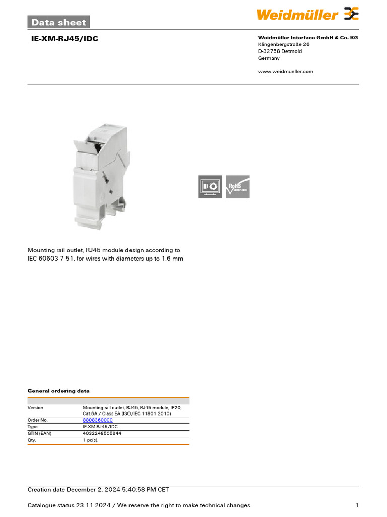 IE-XM-RJ45 IDC en | PDF | Electrical Engineering | Electricity