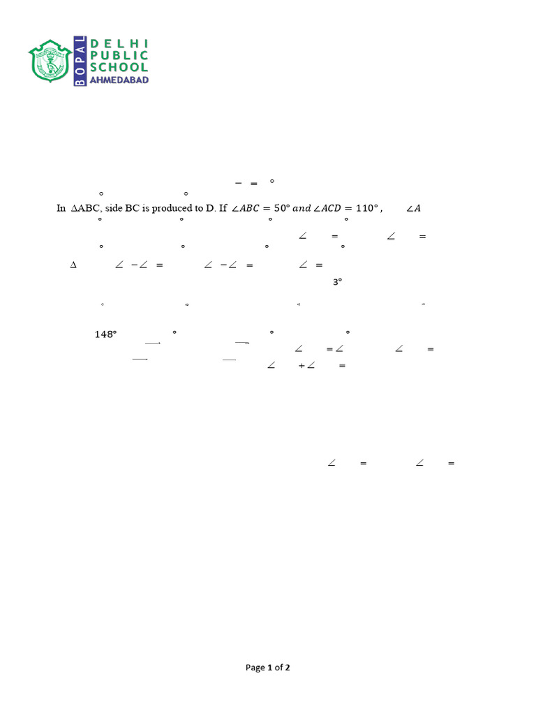 Lines and angles (MCQ) (6) | PDF | Angle | Elementary Geometry