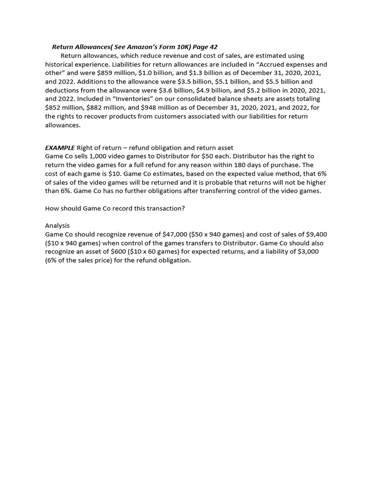 Return Allowances | PDF