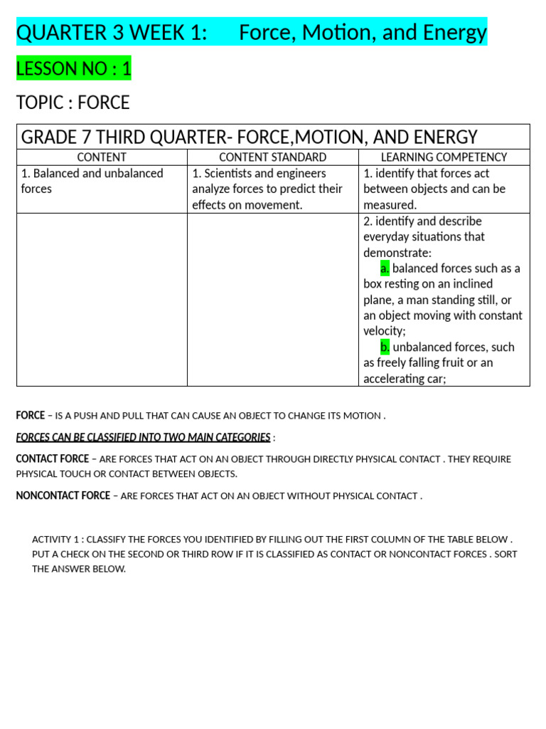 3rd quarter - Force (AutoRecovered) | PDF | Force | Acceleration