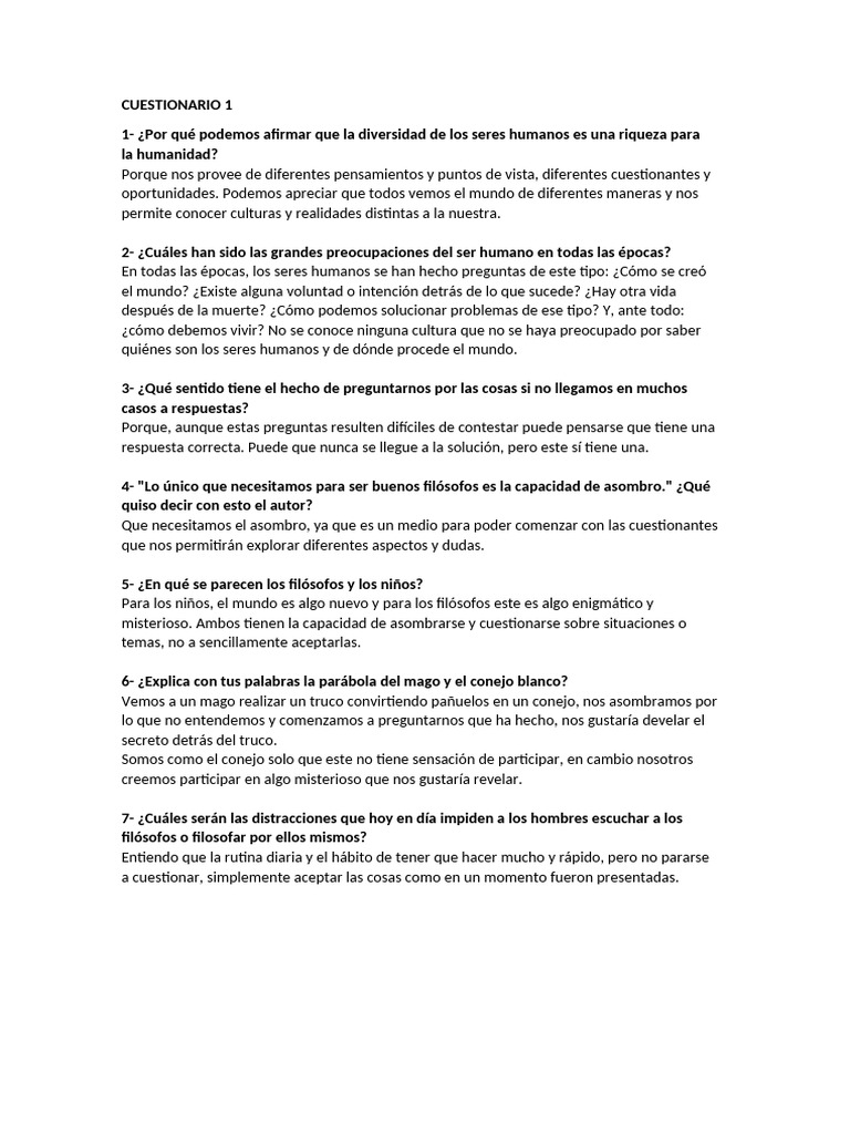 Cuestionario 1 | PDF