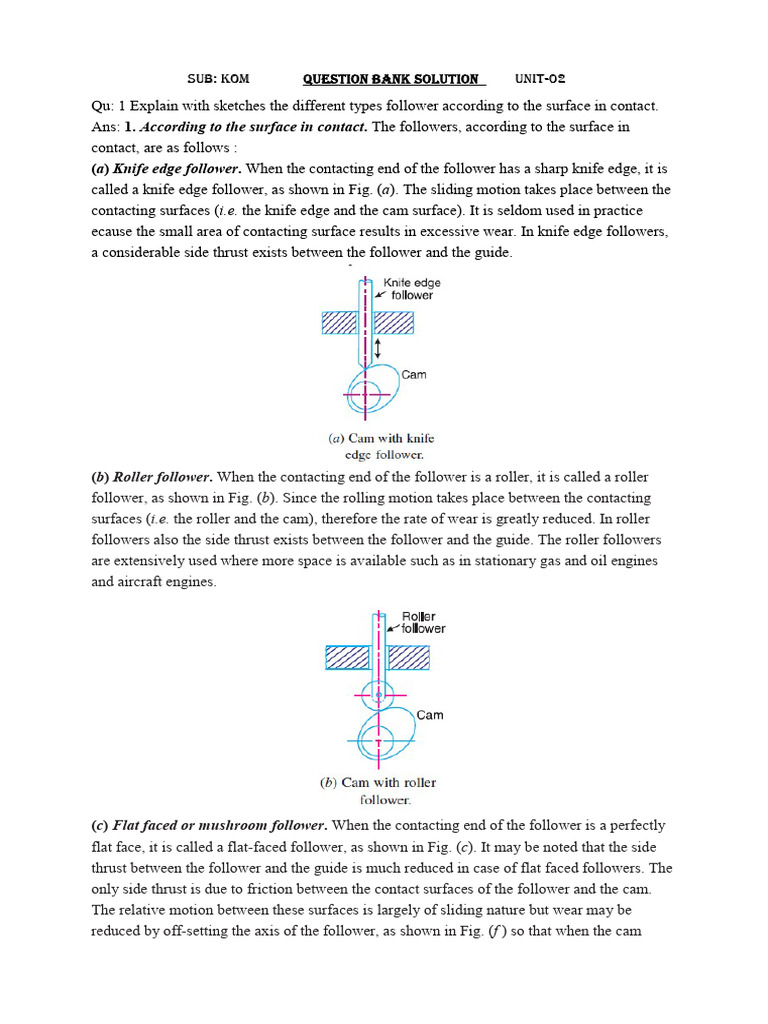 Kom - Unit - 4 - Question Bank Solution | PDF | Acceleration | Mechanics