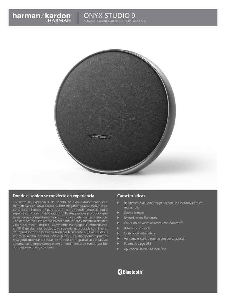 Harman_Kardon_Onyx_Studio_9_Spec_Sheet_ES | PDF | Altoparlante | USB