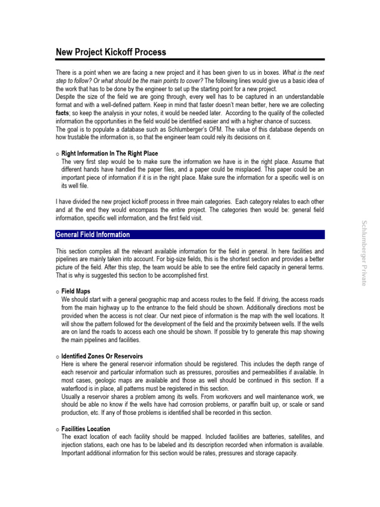 New Project Kickoff Process | PDF | Information | Petroleum Reservoir