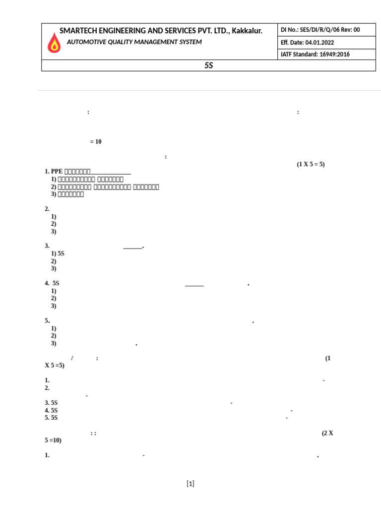 06 5S Questionnaire | PDF