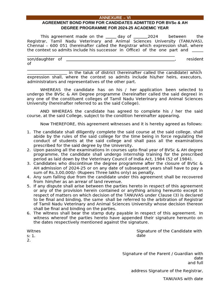 Annexure 6 AGREEMENT BOND | PDF | Private Law | Common Law