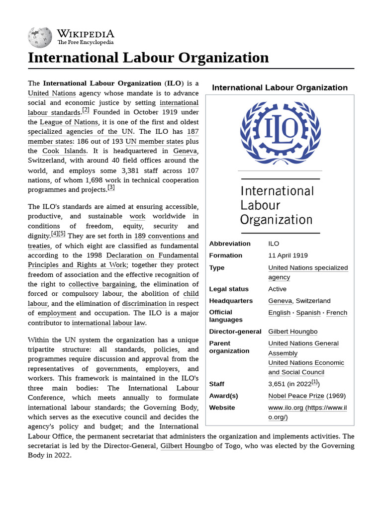 International Labour Organization | PDF | International Labour Organization | Ratification