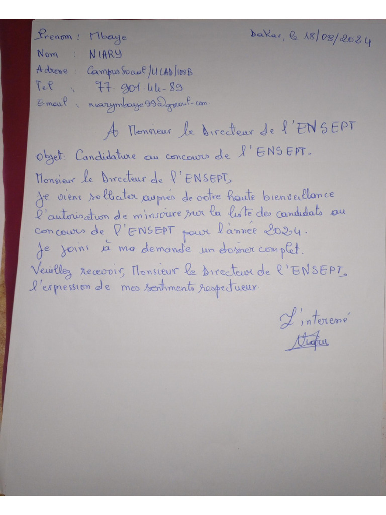 Demande Manuscrite | PDF