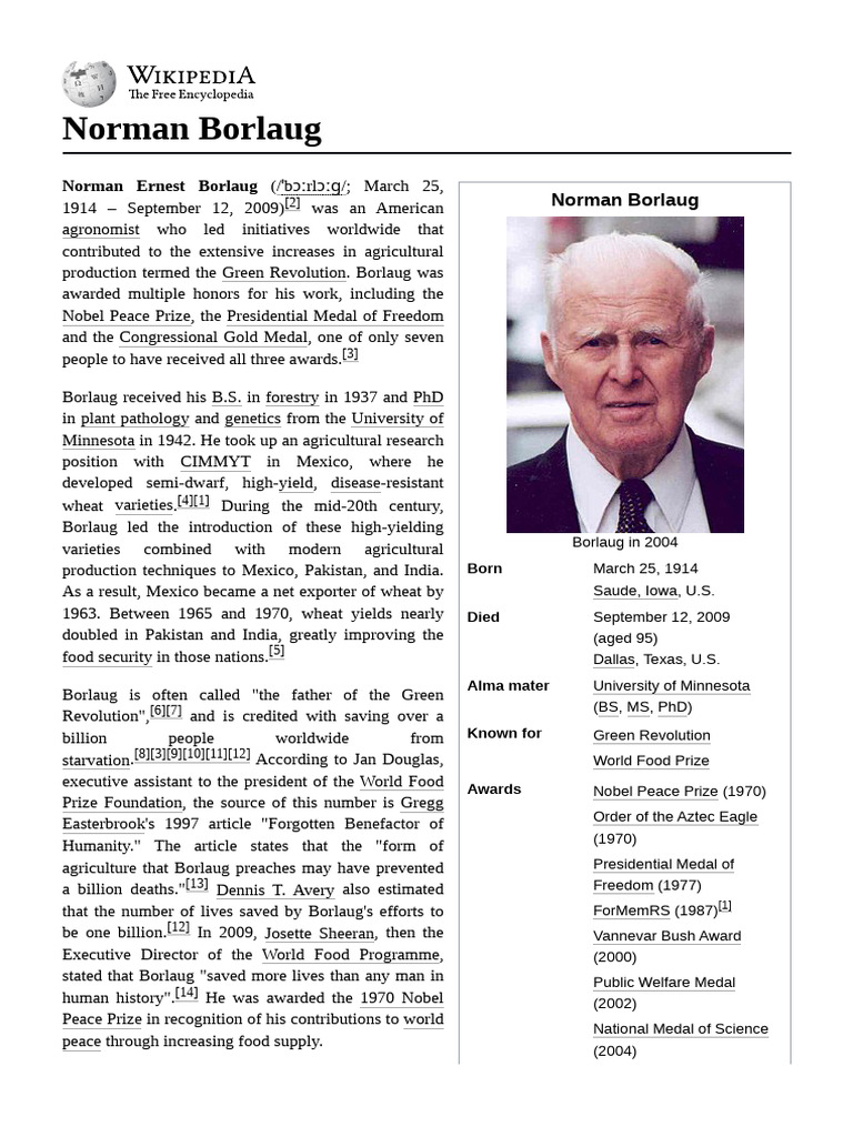 Norman_Borlaug | PDF | Green Revolution | Wheat