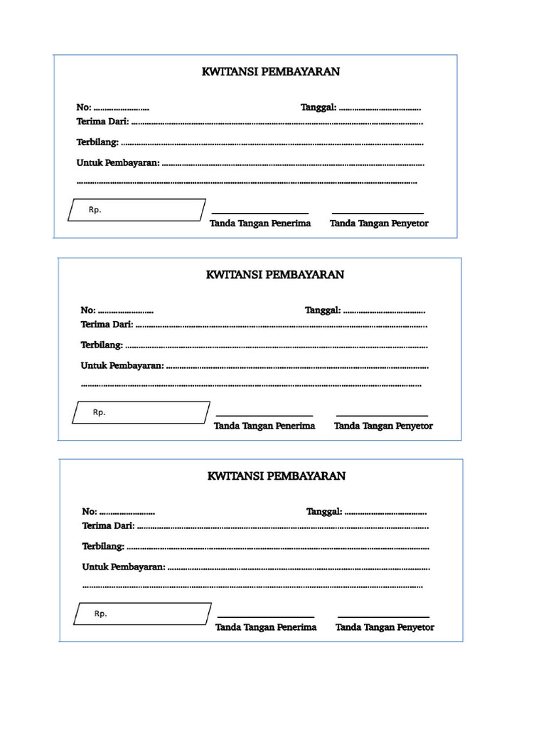 Contoh Kwitansi Excel 3 | PDF