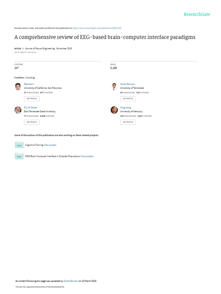 Abiri 2019 - A Comprehensive Review of EEG-based Brain-Computer Interface Paradigms | PDF ...